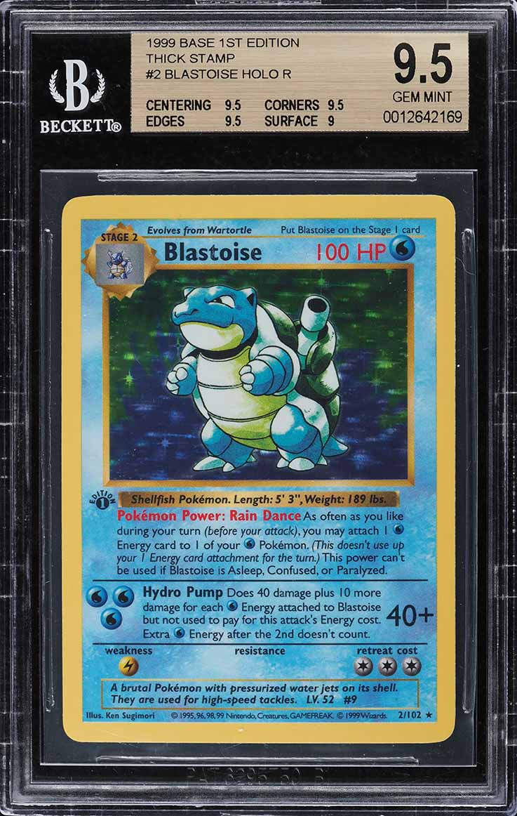 1999 Pokemon Base Set Shadowless 1st Edition Thick Stamp Holo Blastoise ...
