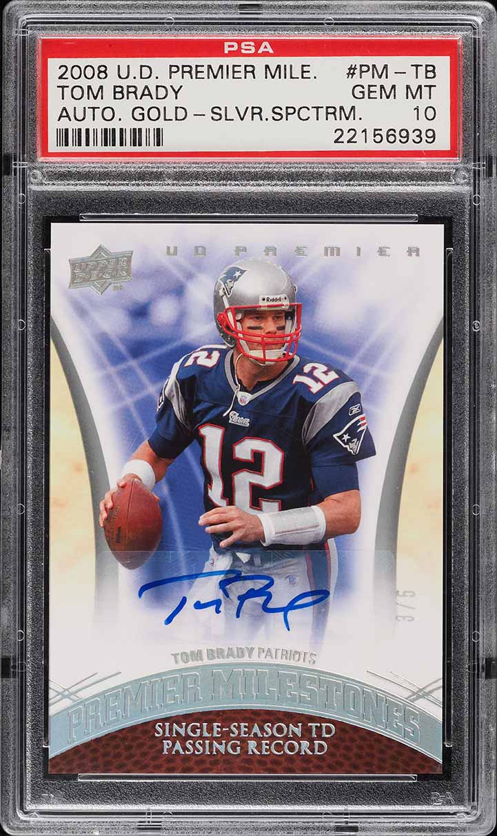 2008 UD Premier Milestones Gold Silver Spectrum Tom Brady AUTO /5 #PM ...