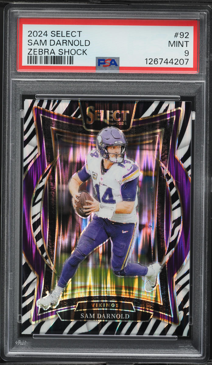 2024 Select Concourse Zebra Shock Sam Darnold #92 PSA 9 MINT on ...