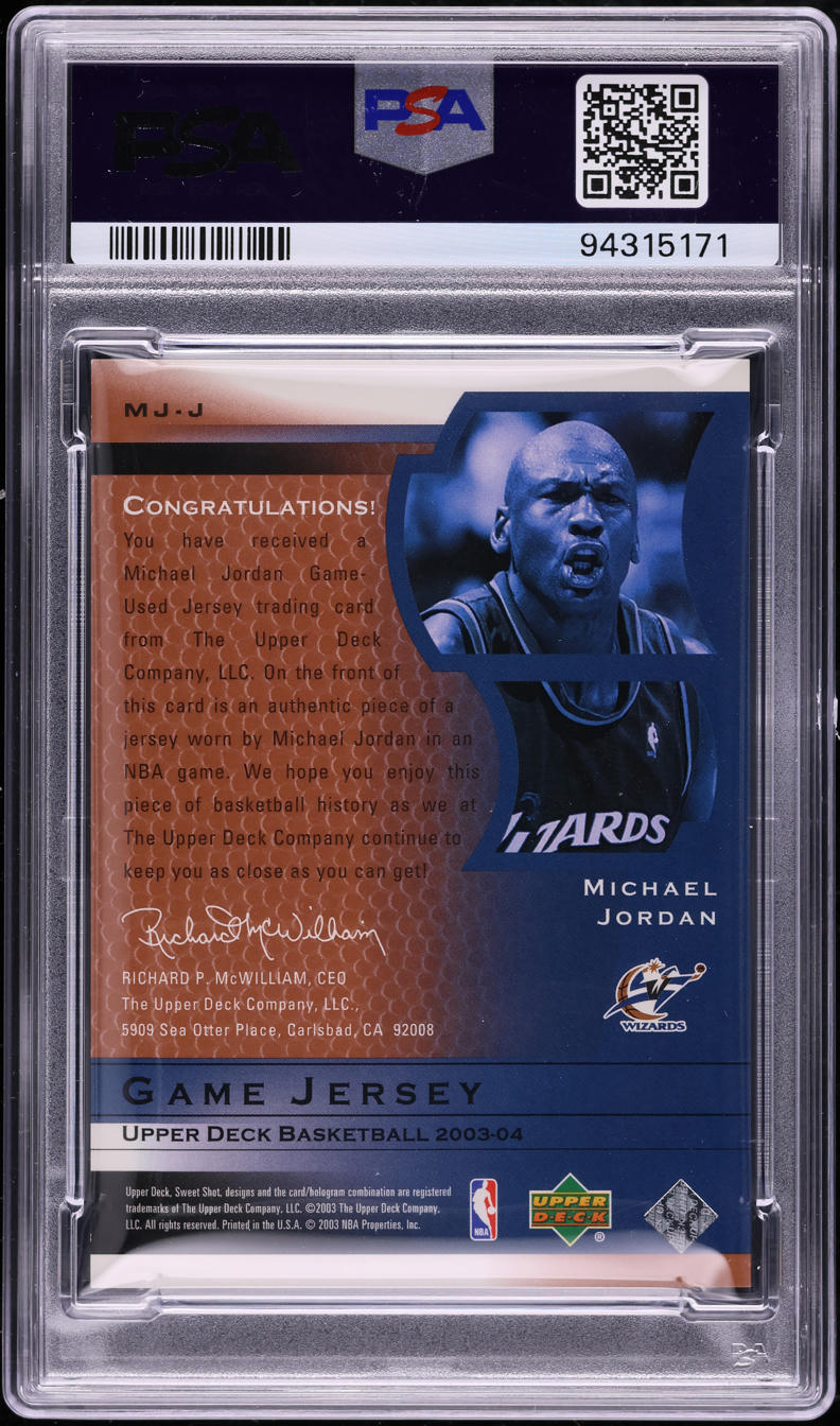 2003 Upper Deck Sweet Shot Michael Jordan GAME USED PATCH #MJ-J PSA 9 ...