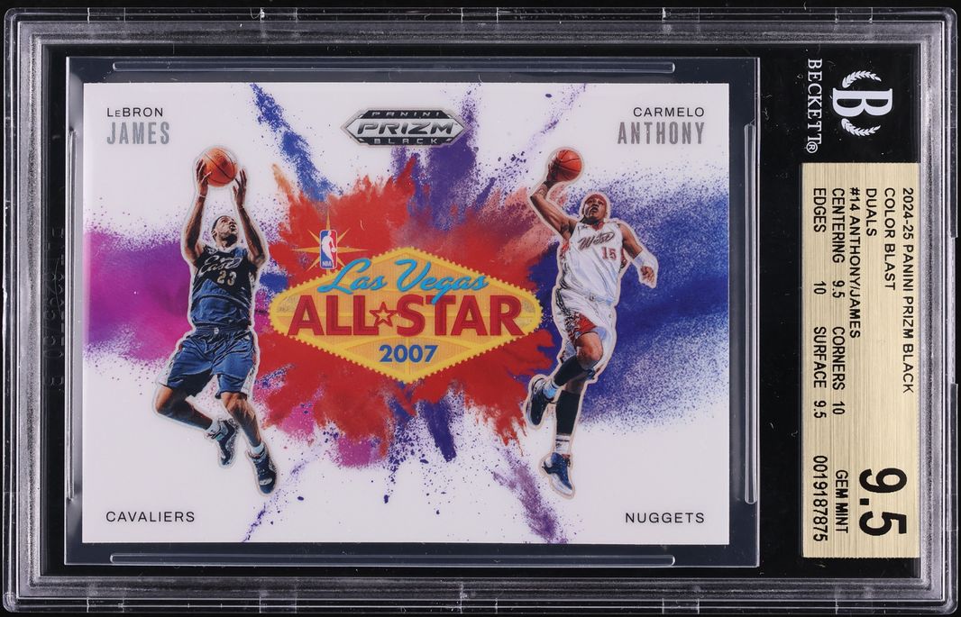2024 Panini Prizm Black Color Blast Dual LeBron James Carmelo Anthony ...