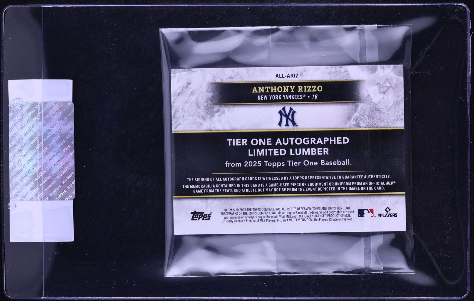 2025 Topps Tier One Limited Lumber Anthony Rizzo AUTO 1/1 #ALL-ARIZ CGC ...