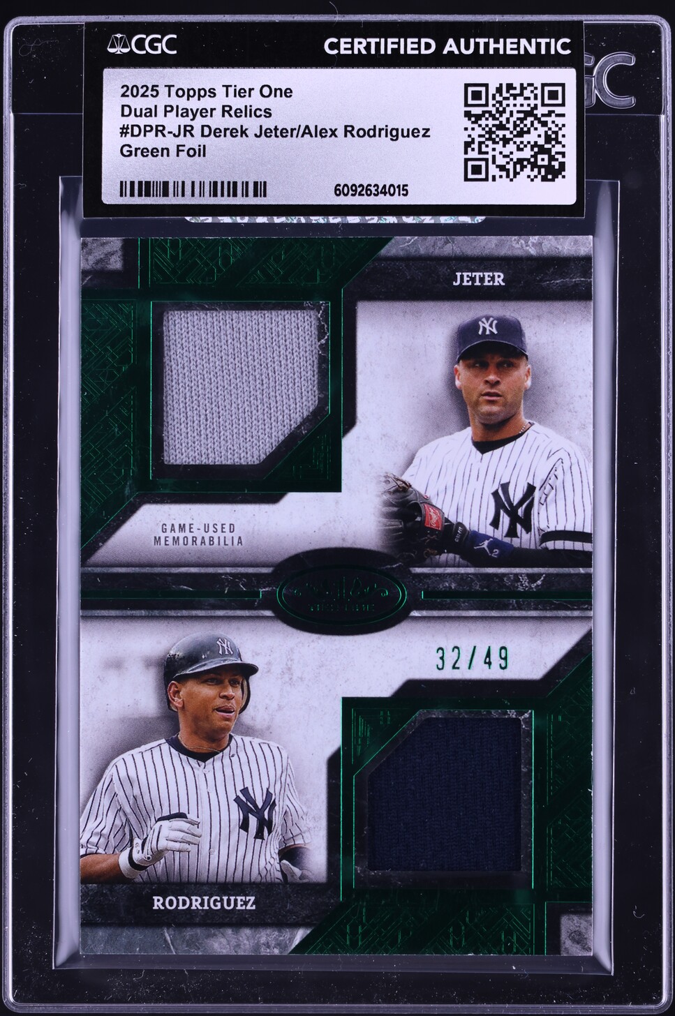 2025 Topps Tier One Dual Player Green Foil Derek Jeter Alex Rodriguez ...