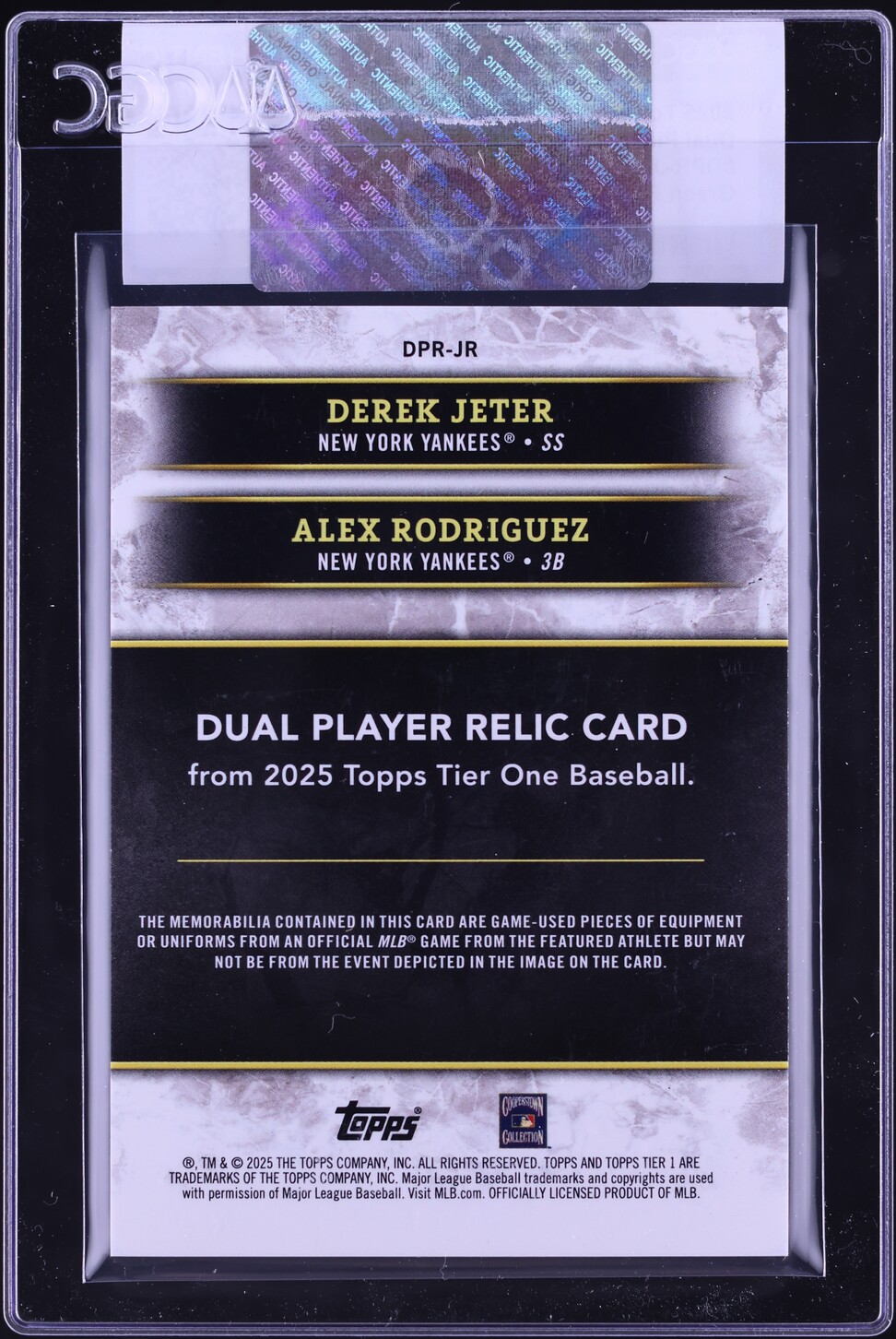 2025 Topps Tier One Dual Player Green Foil Derek Jeter Alex Rodriguez ...