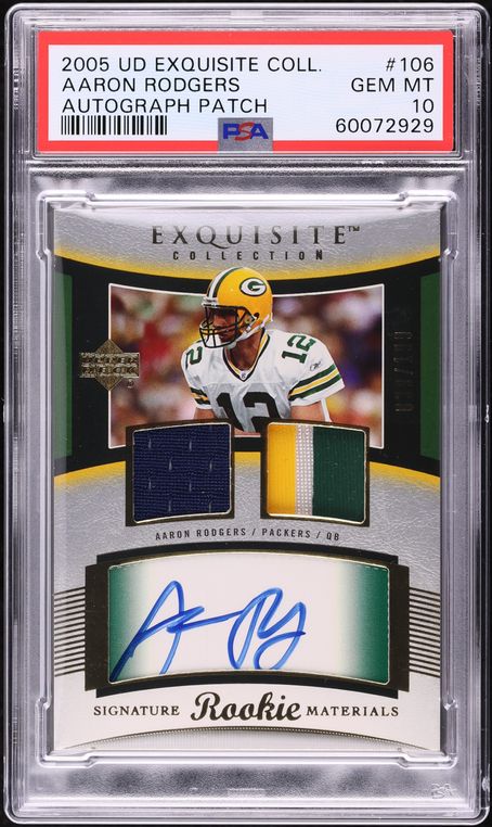2005 Exquisite Collection Aaron Rodgers ROOKIE PATCH AUTO /199 #106 PSA ...