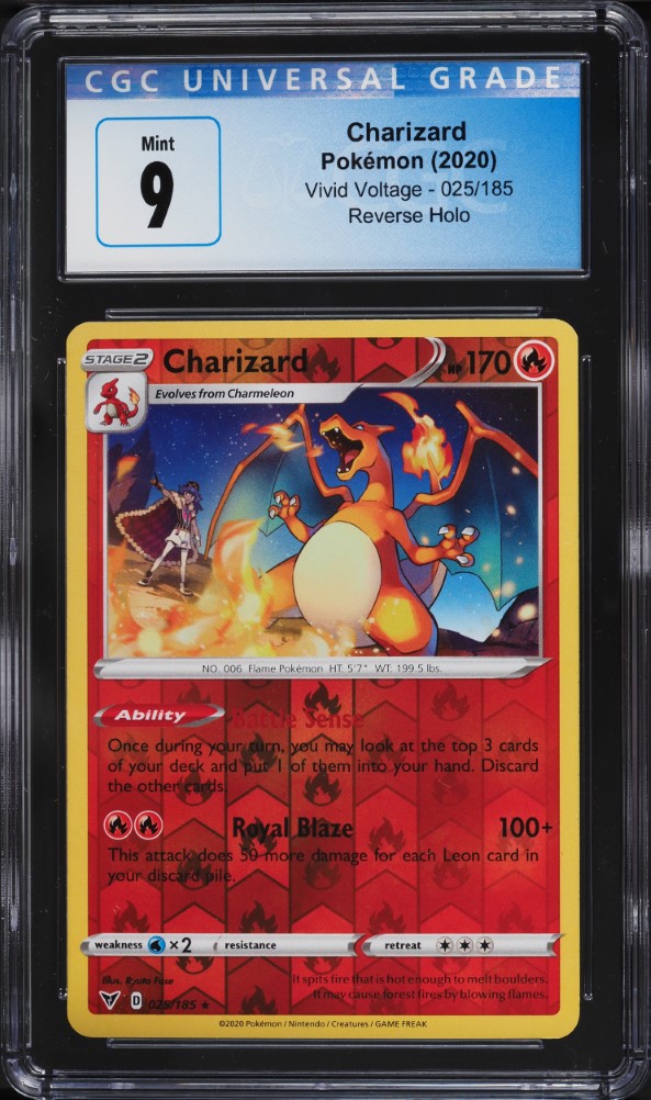 2020 Pokemon Sword & Shield Vivid Voltage Reverse Holo Charizard #25 ...
