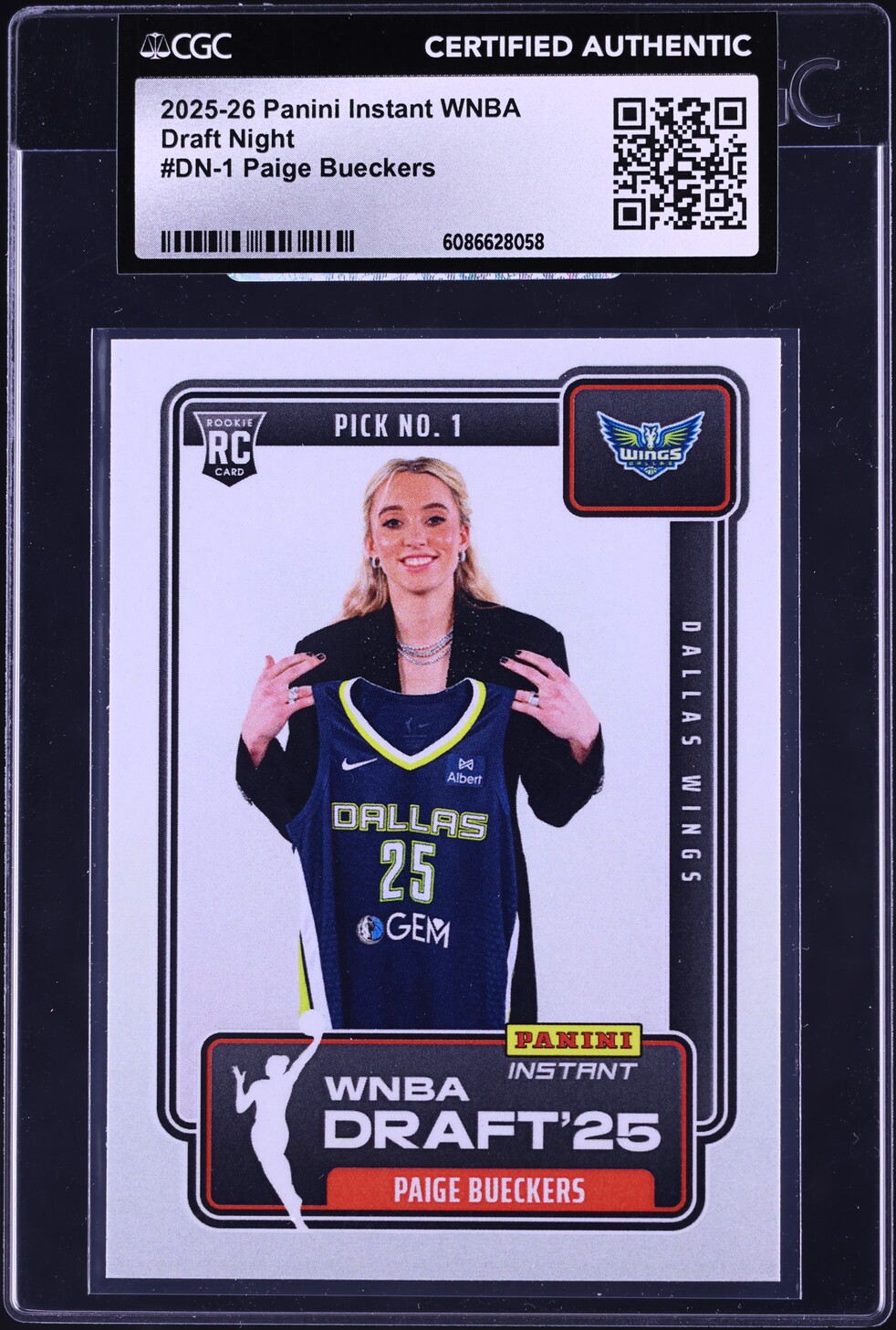 2025 Panini Instant WNBA Draft Night Paige Bueckers ROOKIE /67412 #DN-1 CGC AUTH on Fanatics Collect