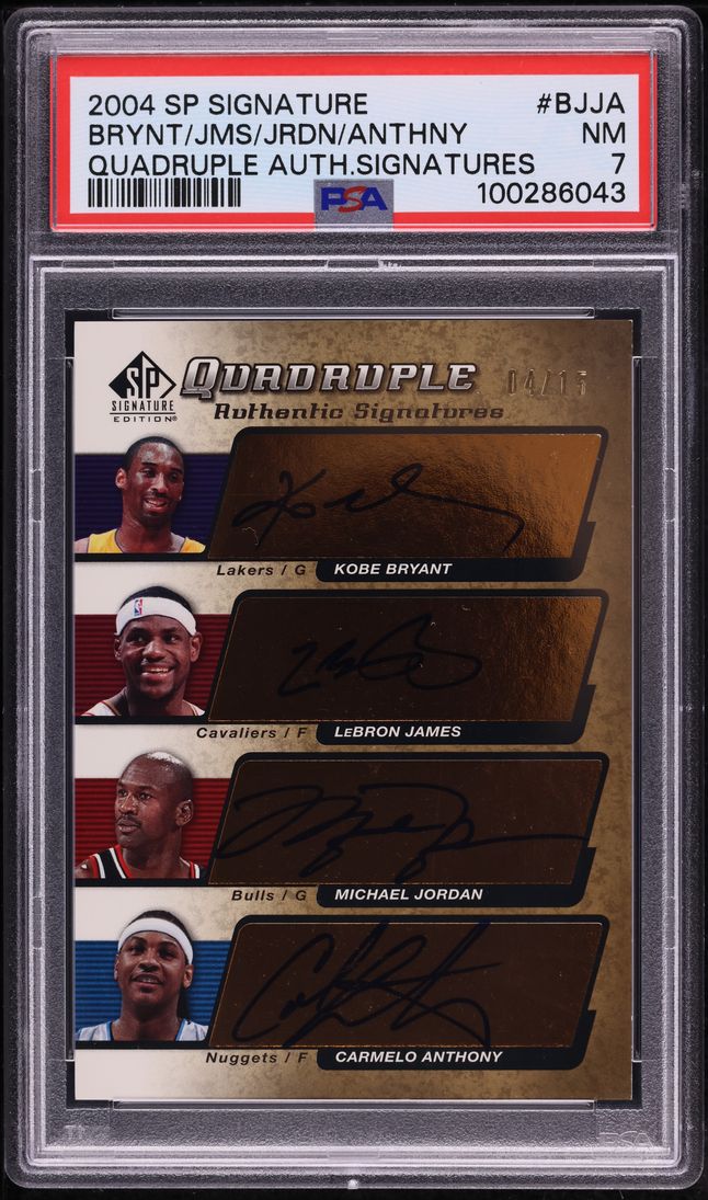 2004 SP Quadruple Kobe Bryant LeBron James Michael Jordan Carmelo AUTO ...