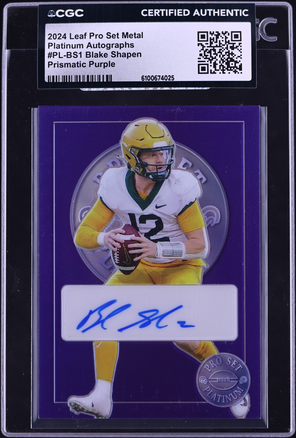 2024 Leaf Pro Set Platinum Prismatic Purple Blake Shapen ROOKIE AUTO ...
