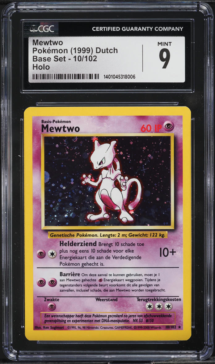 1999 Pokemon Dutch Base Set Holo Mewtwo #10 CGC 9 MINT on Fanatics Collect