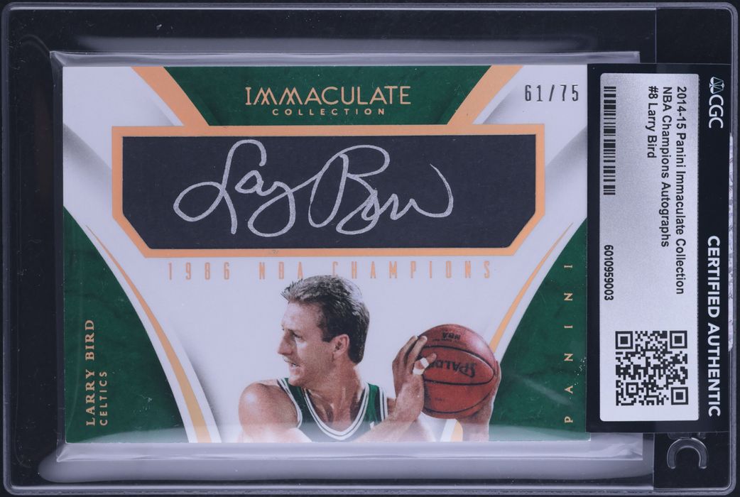 2014 Immaculate Collection NBA Champions Larry Bird AUTO /75 #8 CGC ...