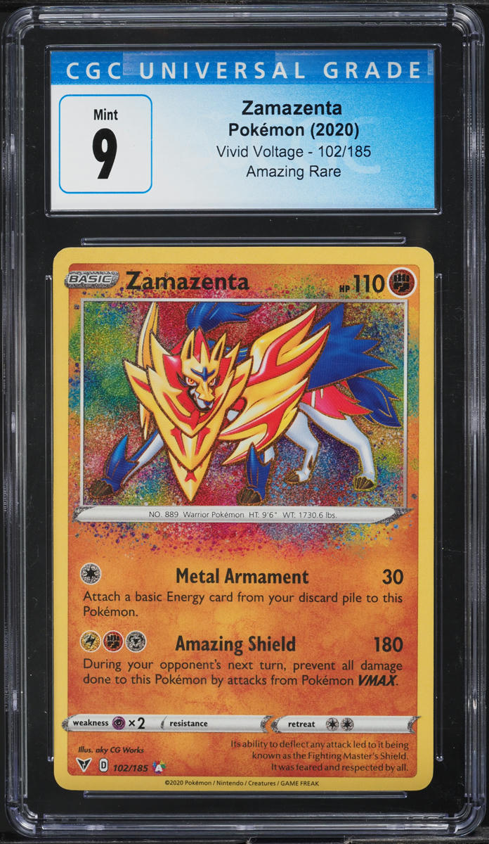 2020 Pokemon Sword & Shield Vivid Voltage Amazing Rare Zamazenta #102 ...