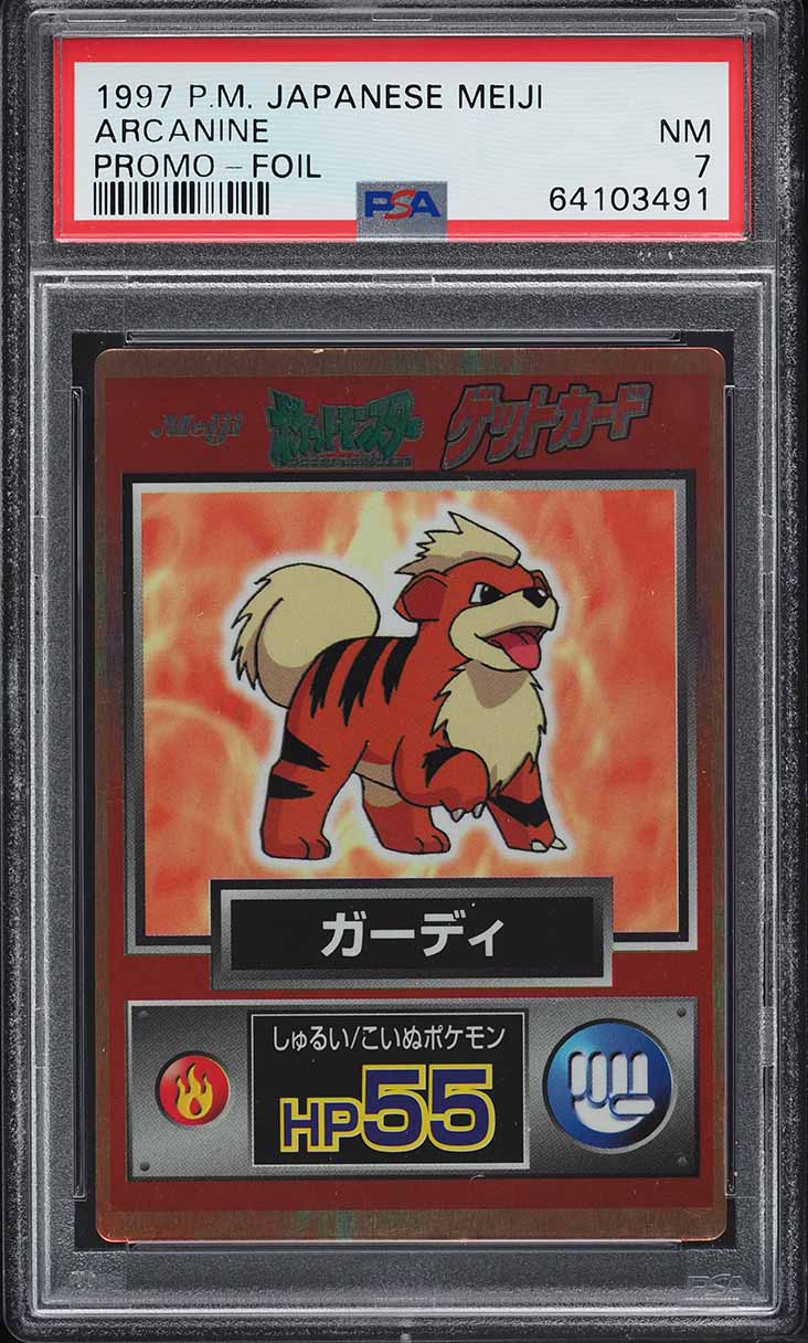 1997 Pokemon Japanese Meiji Promo Foil Growlithe PSA 7 NRMT on Fanatics ...