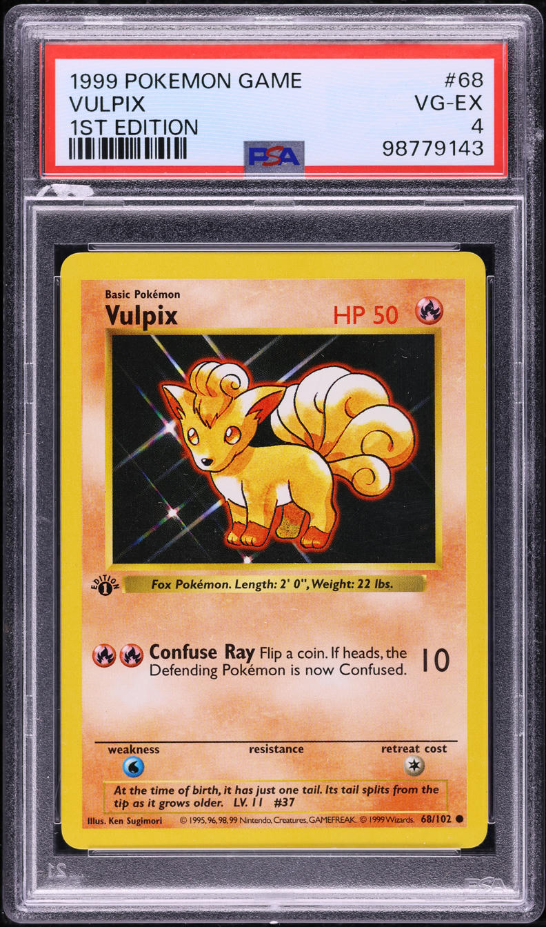1999 Pokemon Base Set Shadowless 1st Edition Vulpix #68 PSA 4 VGEX on ...
