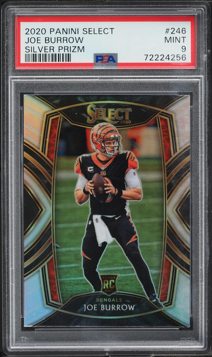 2020 Select Club Level Silver Prizm Joe Burrow ROOKIE #246 PSA 9 MINT ...