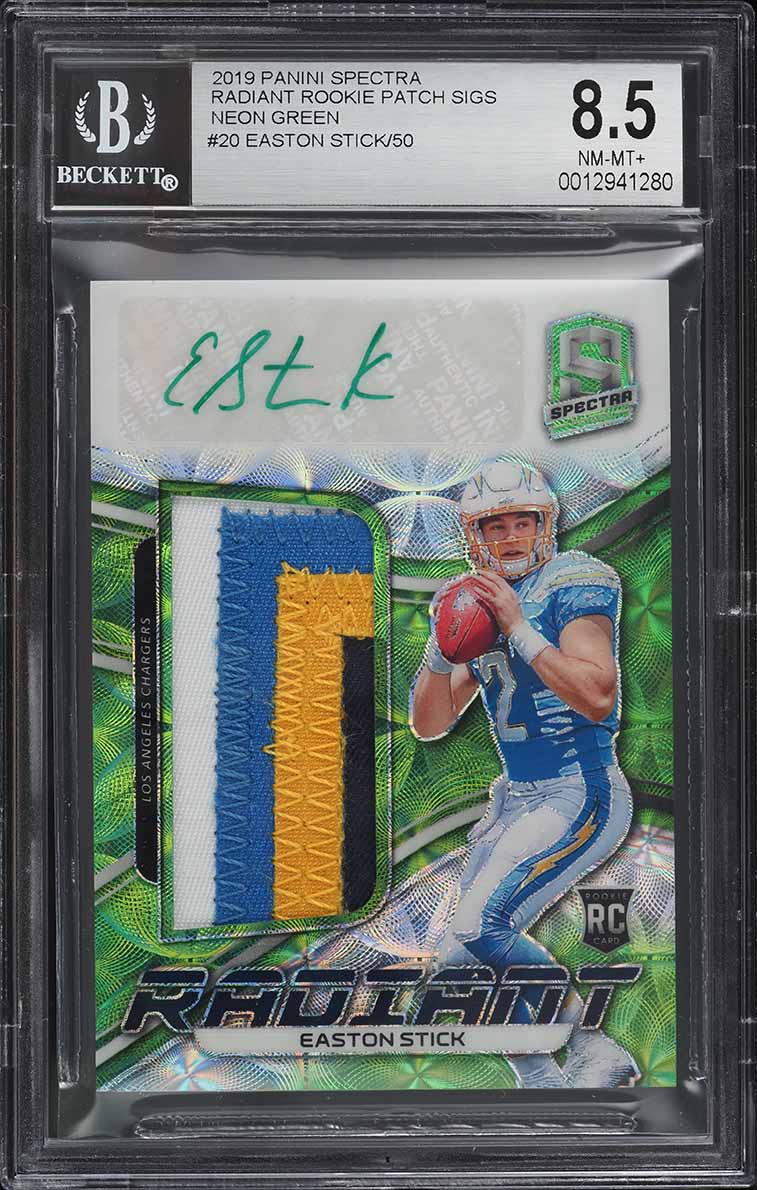 2019 Panini Spectra Radiant Neon Green Easton Stick RC PATCH AUTO /50 ...