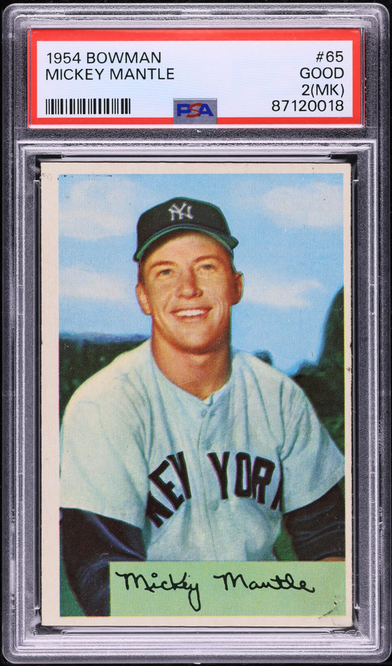 1954 Bowman Mickey Mantle #65 PSA 2(mk) GD on Fanatics Collect