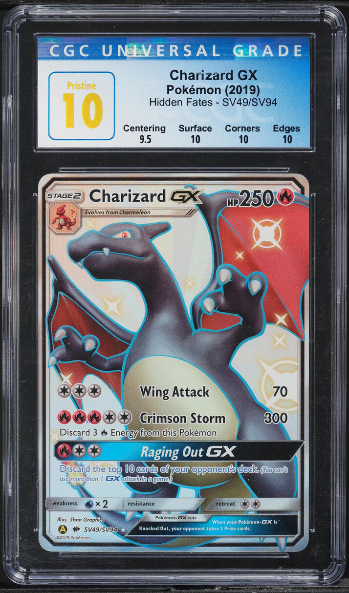 2019 Pokemon SM Hidden Fates Full Art Shiny Charizard GX #SV49 CGC 10 ...