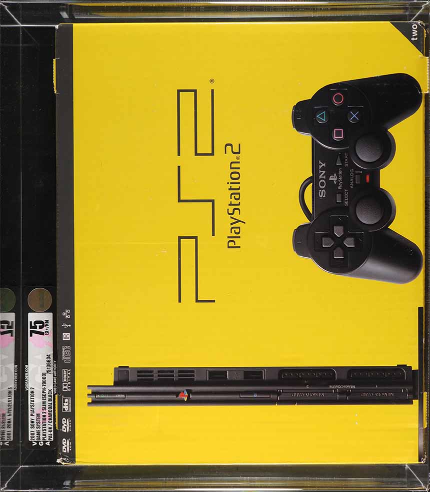 2007 Sony Playstation 2 PS2 Slim Charcoal Black VGA 75 on Fanatics Collect