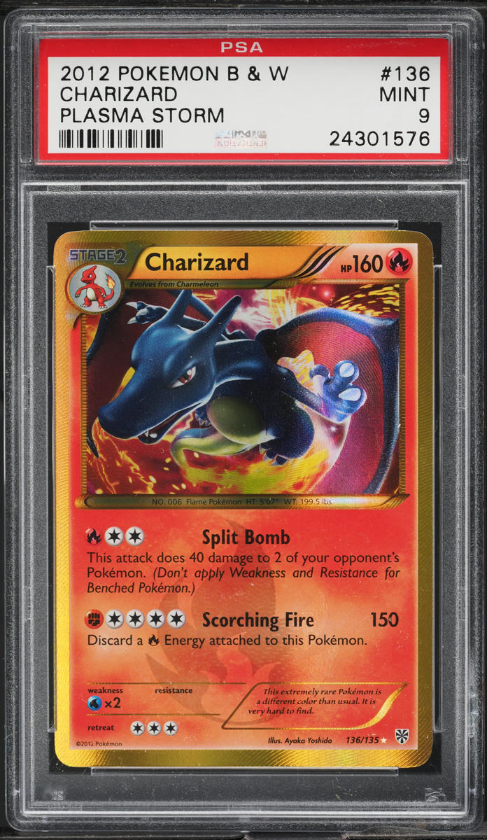 2012 Pokemon Black & White Plasma Storm Holo Shiny Charizard #136 PSA 9 ...