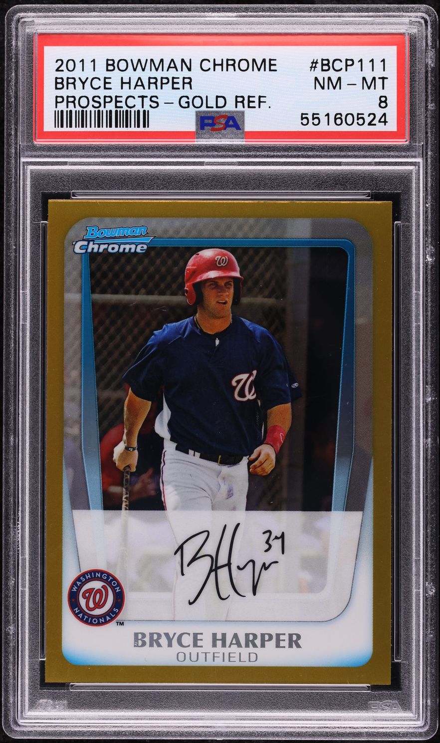 2011 Bowman Chrome Gold Refractor Bryce Harper PROSPECT /50 #BCP111 PSA ...
