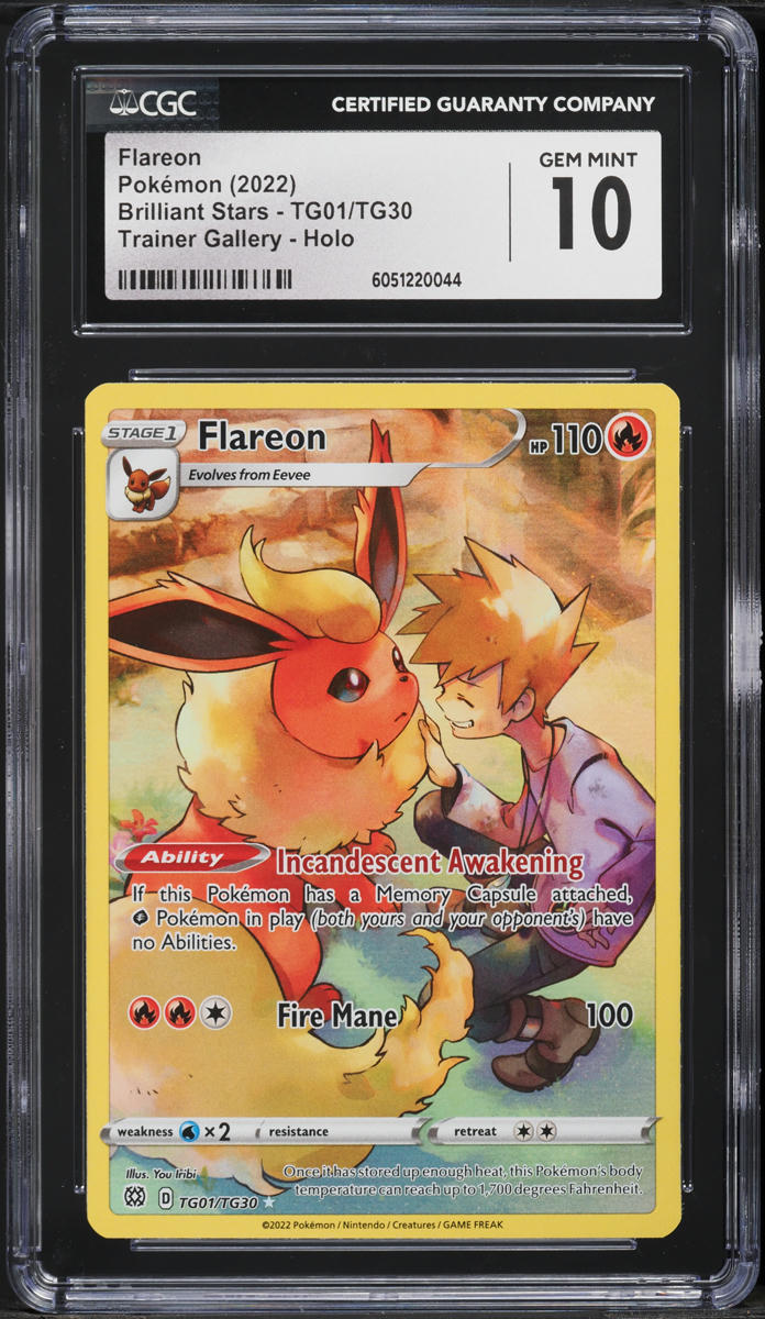 2022 Pokemon SWSH Brilliant Stars Full Art Flareon #TG01 CGC 10 GEM ...