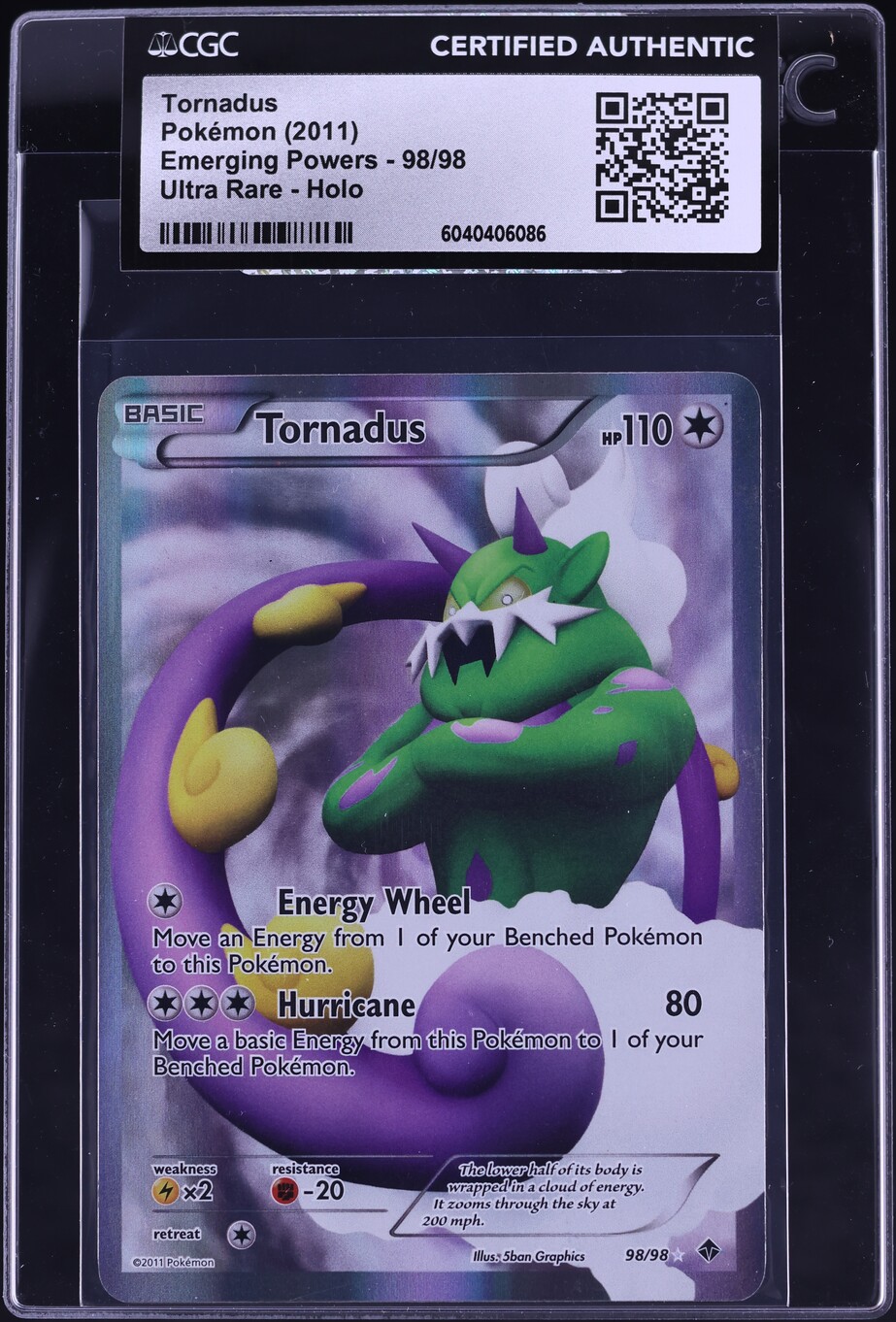2011 Pokemon Black & White Emerging Powers Full Art Tornadus #98 CGC ...