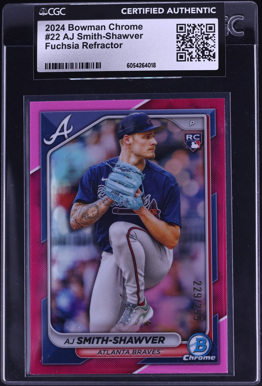 2024 Bowman Chrome Fuchsia Refractor AJ Smith-Shawver ROOKIE /299 #22 CGC AUTH on Fanatics Collect