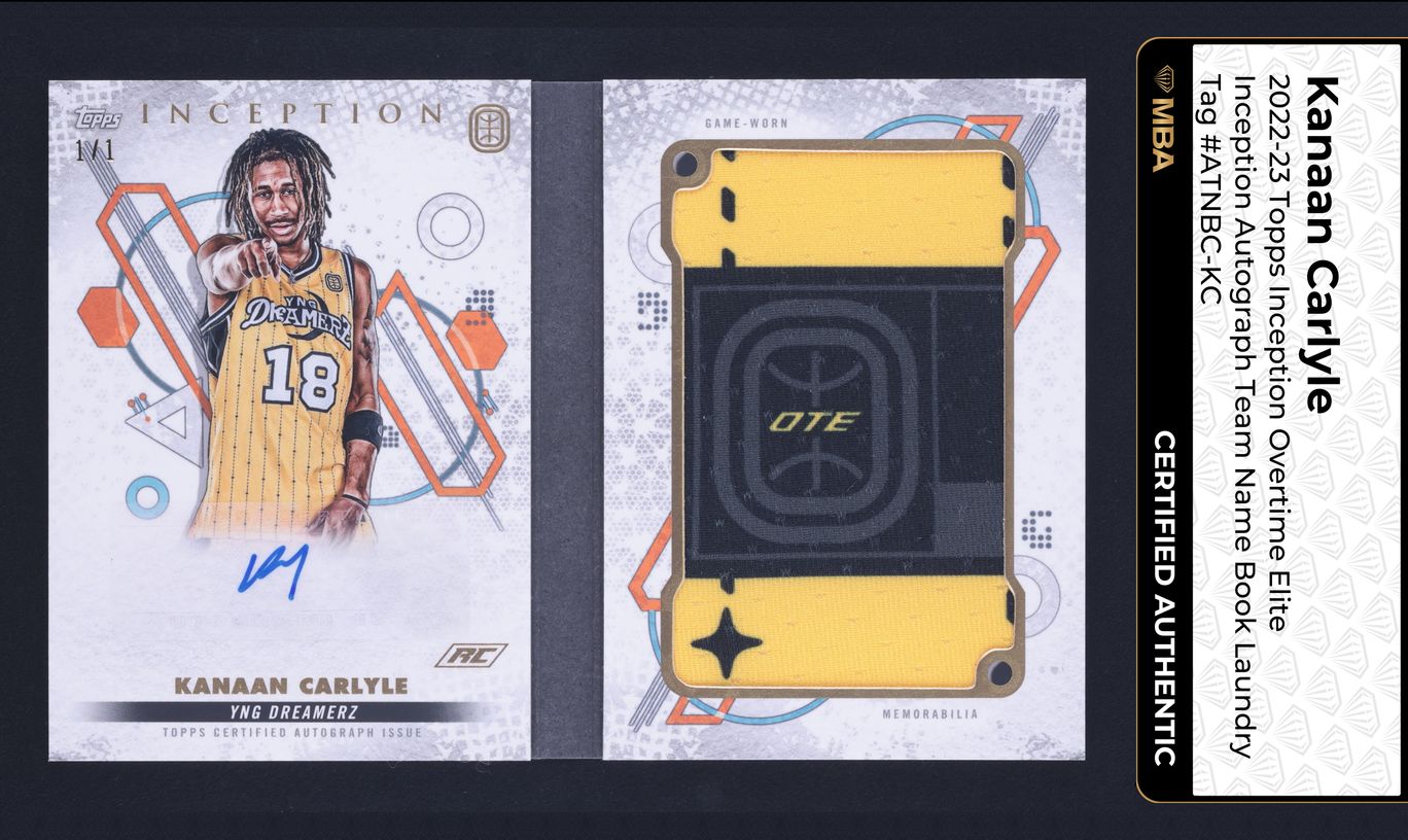 2022 Topps Inception OTE Logo Kanaan Carlyle ROOKIE TAG PATCH AUTO 1/1 ...