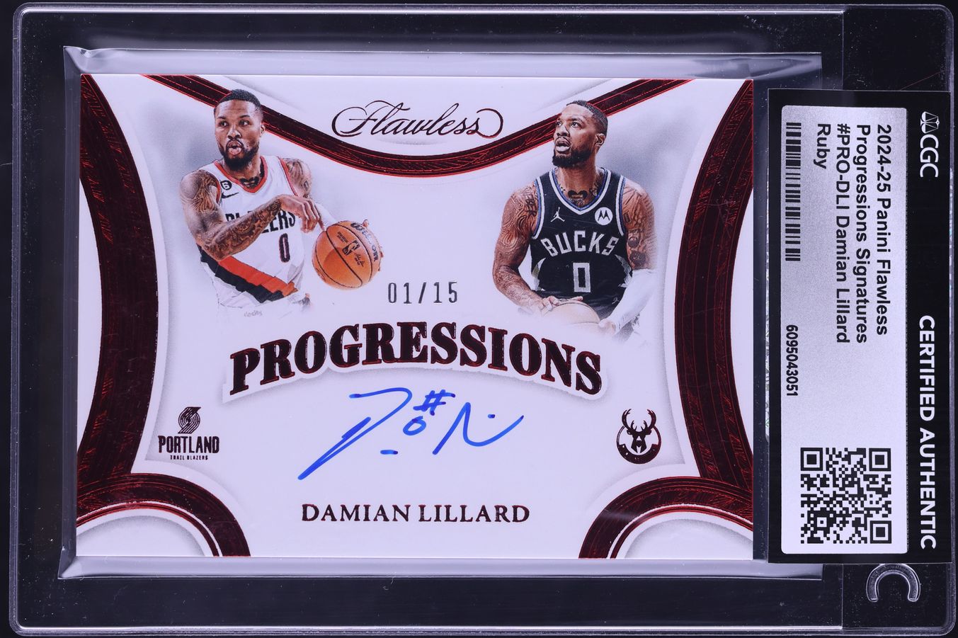 2024 Panini Flawless Progressions Ruby Damian Lillard AUTO 1/15 #PRO ...