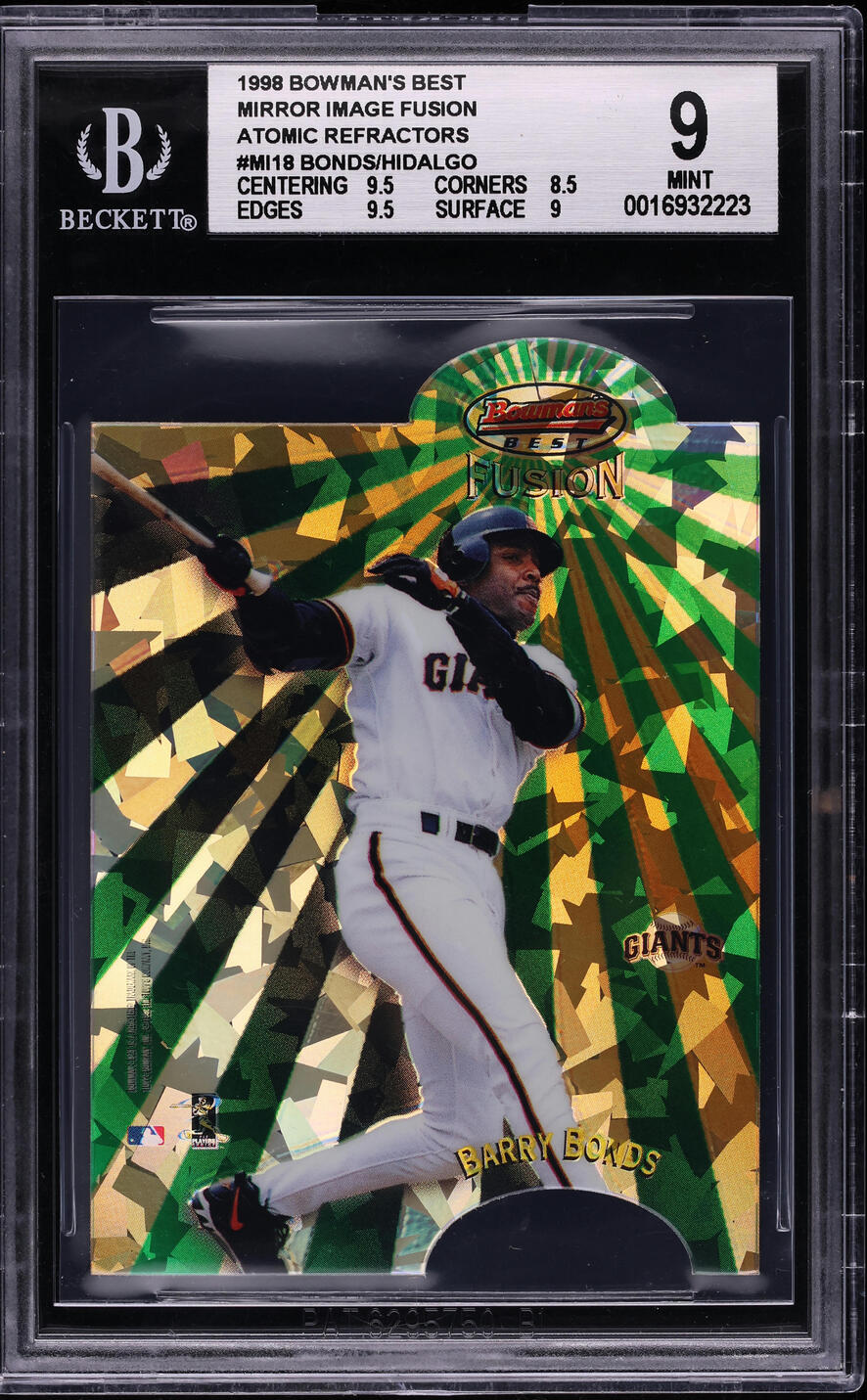 1998 Bowman's Best Mirror Image Atomic Refractor Barry Bonds Hidalgo 1/ ...