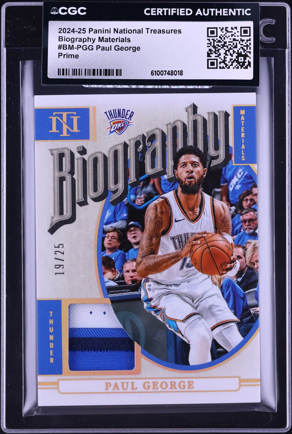 2024 National Treasures Biography Materials Prime Paul George PATCH /25 ...