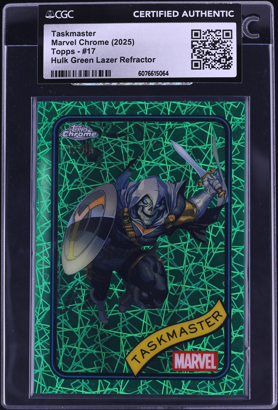 2025 Topps Chrome Marvel Hulk Green Lazer Refractor Taskmaster /99 #17 ...