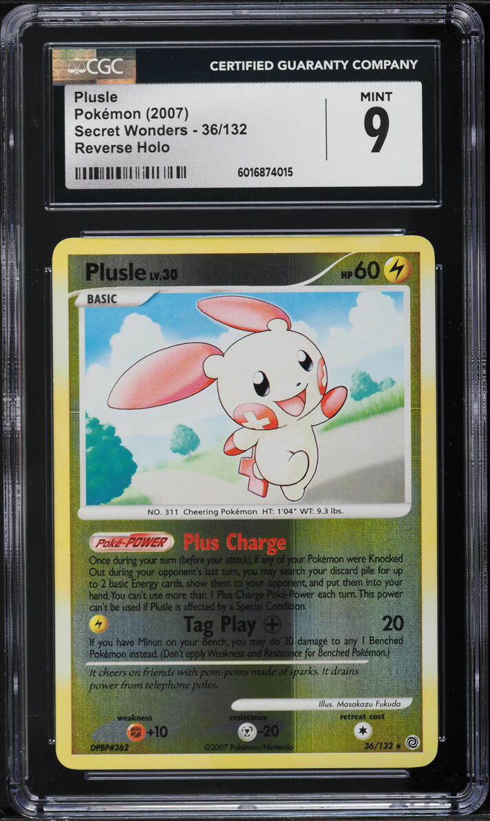 2007 Pokemon Diamond & Pearl Secret Wonders Reverse Holo Plusle #36 CGC 9 MINT on Fanatics Collect