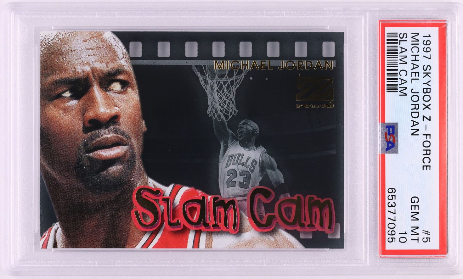 1997 Skybox Z-Force Slam Cam Michael Jordan #5 PSA 10 GEM MINT on Fanatics Collect