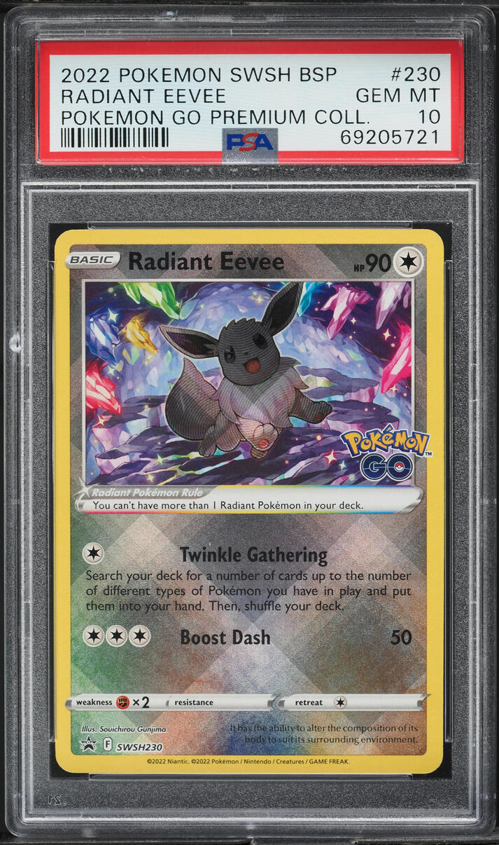 2022 Pokemon SWSH Black Star Promo Pokemon GO Radiant Eevee #230 PSA 10 ...