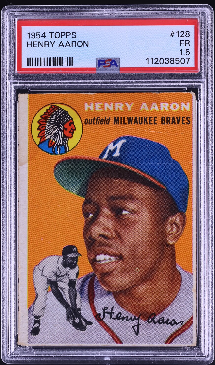 1954 Topps Hank Aaron ROOKIE #128 PSA 1.5 FR on Fanatics Collect