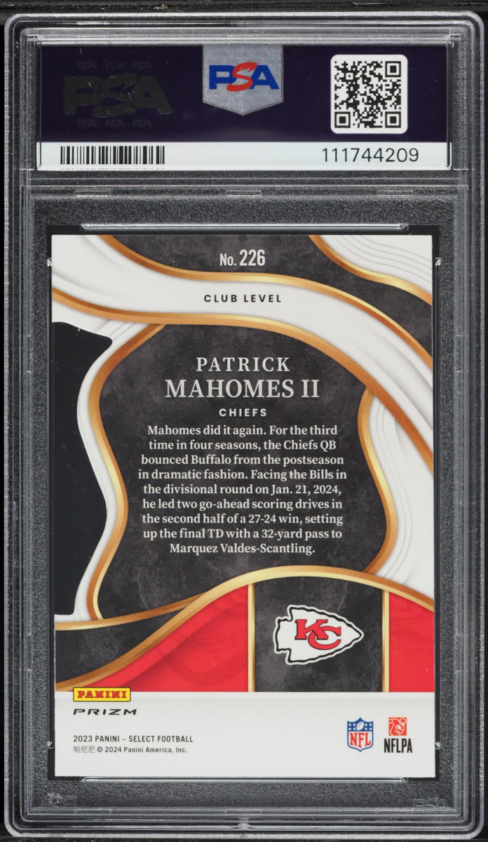 2023 Select Club Level Black Red Prizm Die-Cut Patrick Mahomes II #226 ...