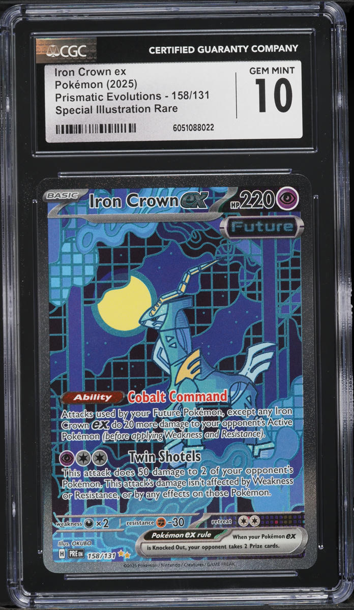 2025 Pokemon SV Prismatic Evolutions SIR Iron Crown ex #158 CGC 10 GEM ...