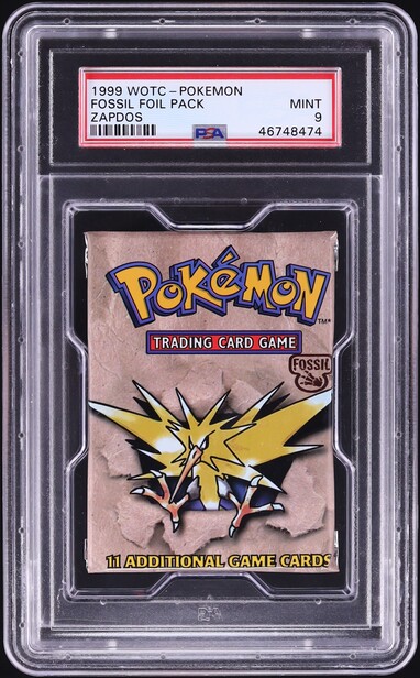 1999 Pokemon Fossil Booster Pack Zapdos Art PSA 9 MINT on Fanatics Collect