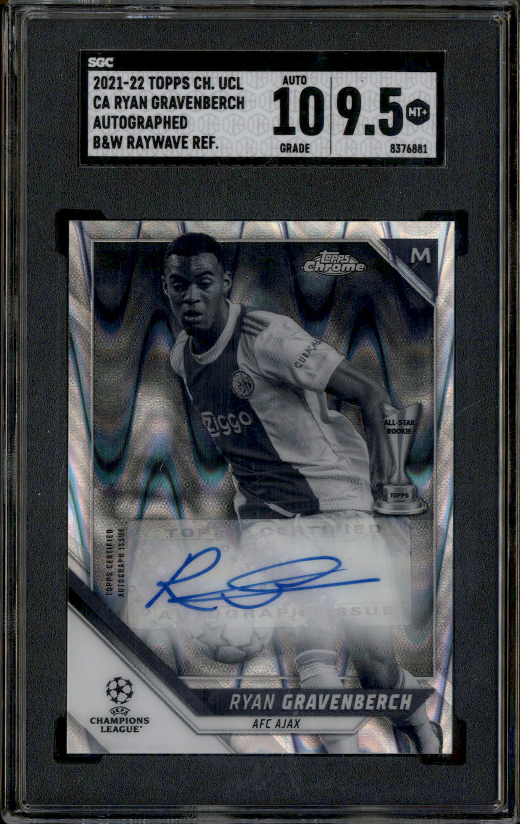 2021 Topps Chrome Autograph Black White Raywave Ryan Gravenberch Auto SGC 9.5 on Fanatics Collect