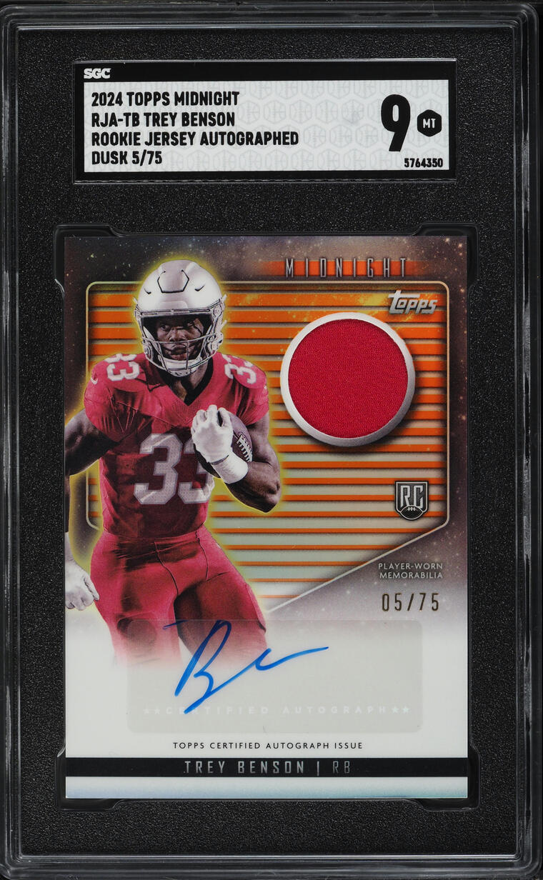 2024 Topps Midnight Dusk Trey Benson ROOKIE PATCH AUTO /75 #RJA-TB SGC ...