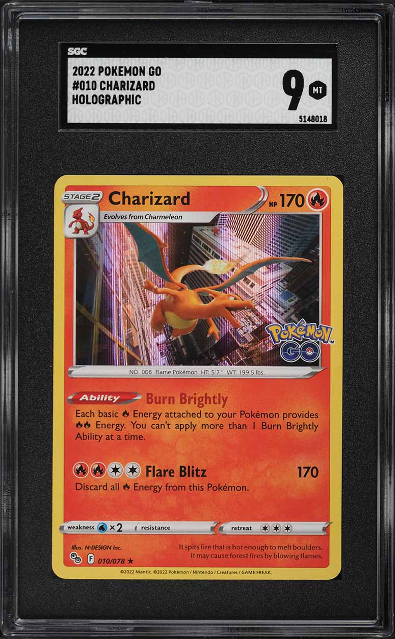 2022 Pokemon Sword & Shield Pokemon GO Holo Charizard #10 SGC 9 MINT on ...