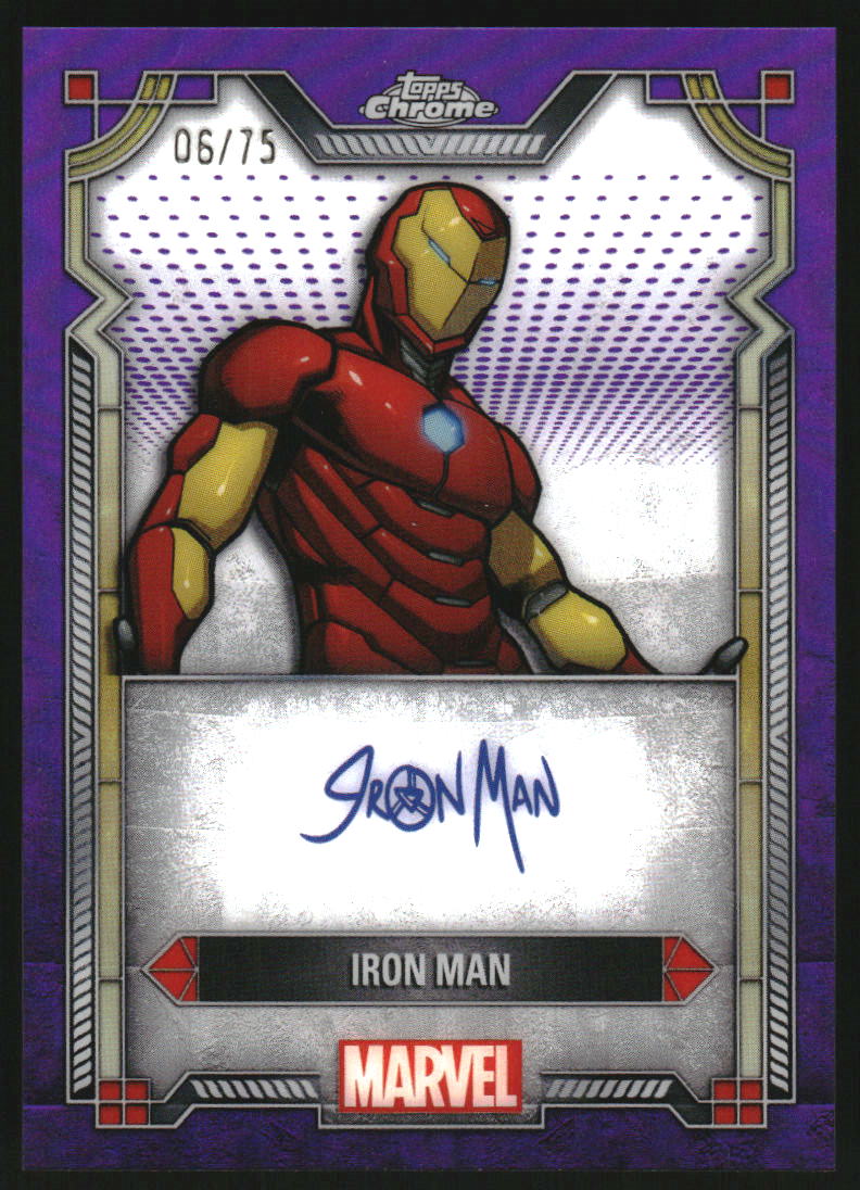 2024 Topps Chrome UK Marvel Character Autographs Purple Iron Man Auto ...