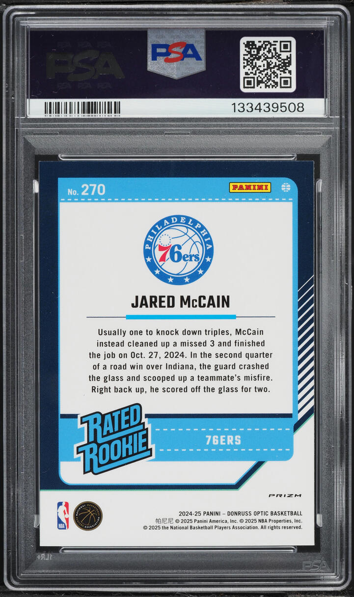 2024 Donruss Optic Green Seismic Jared McCain ROOKIE #270 PSA 8 NM-MT ...