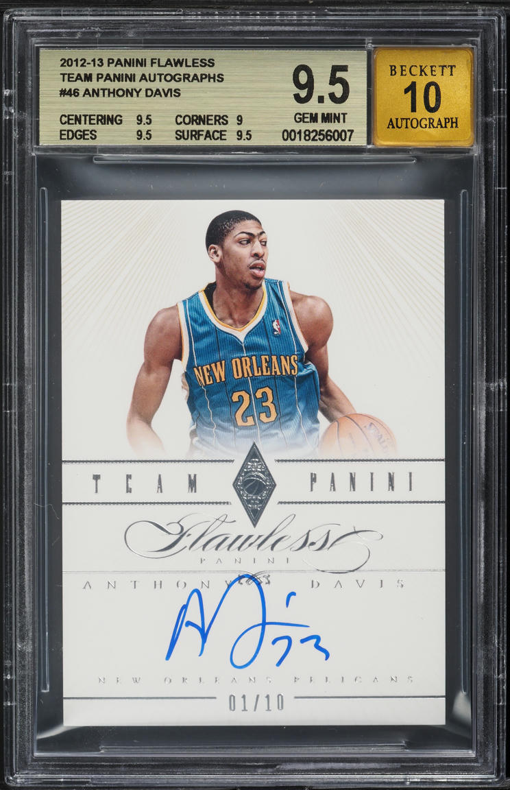 2012 Panini Flawless Team Panini Anthony Davis ROOKIE AUTO 1/10 #46 BGS ...