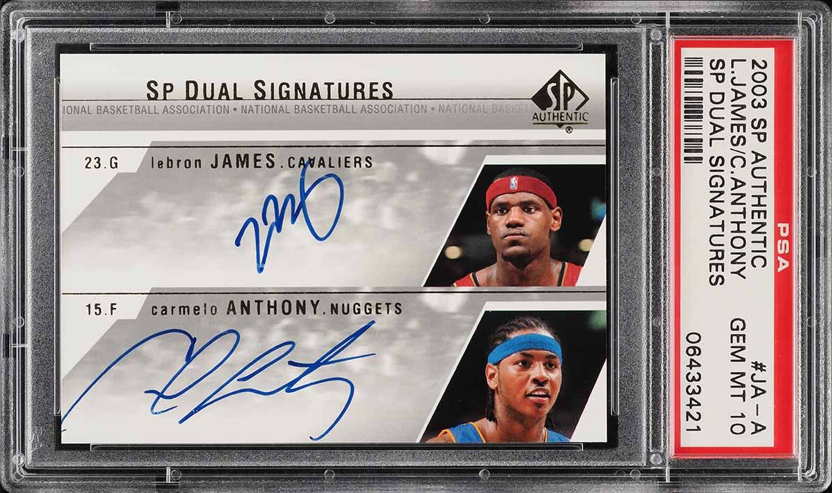2003 SP Authentic Dual Signatures LeBron James Carmelo Anthon ROOKIE ...