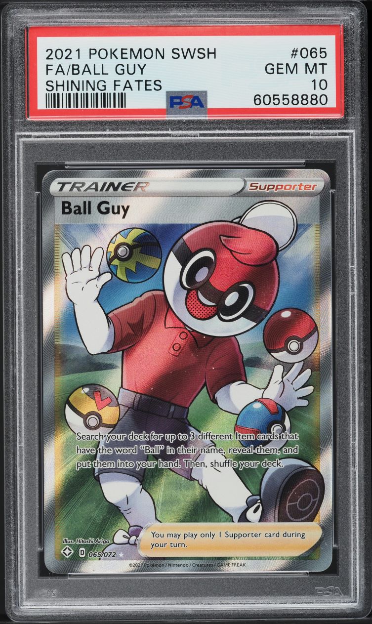 2021 Pokemon Sword & Shield Shining Fates Full Art Ball Guy #65 PSA 10 ...