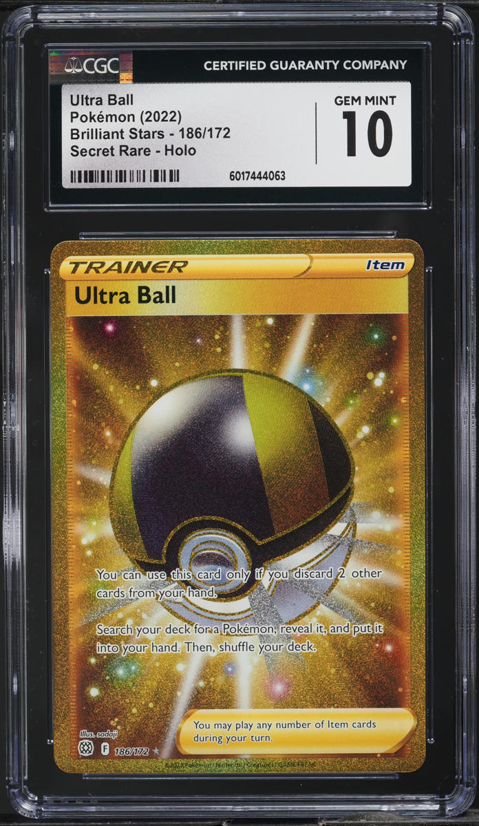 2022 Pokemon SWSH Brilliant Stars Full Art Ultra Ball #186 CGC 10 GEM ...