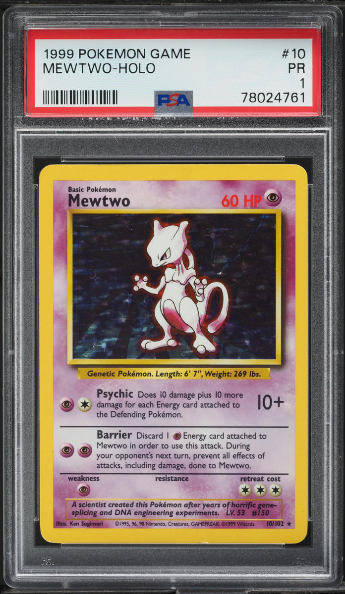 1999 Pokemon Base Set Holo Mewtwo #10 PSA 1 PR on Fanatics Collect
